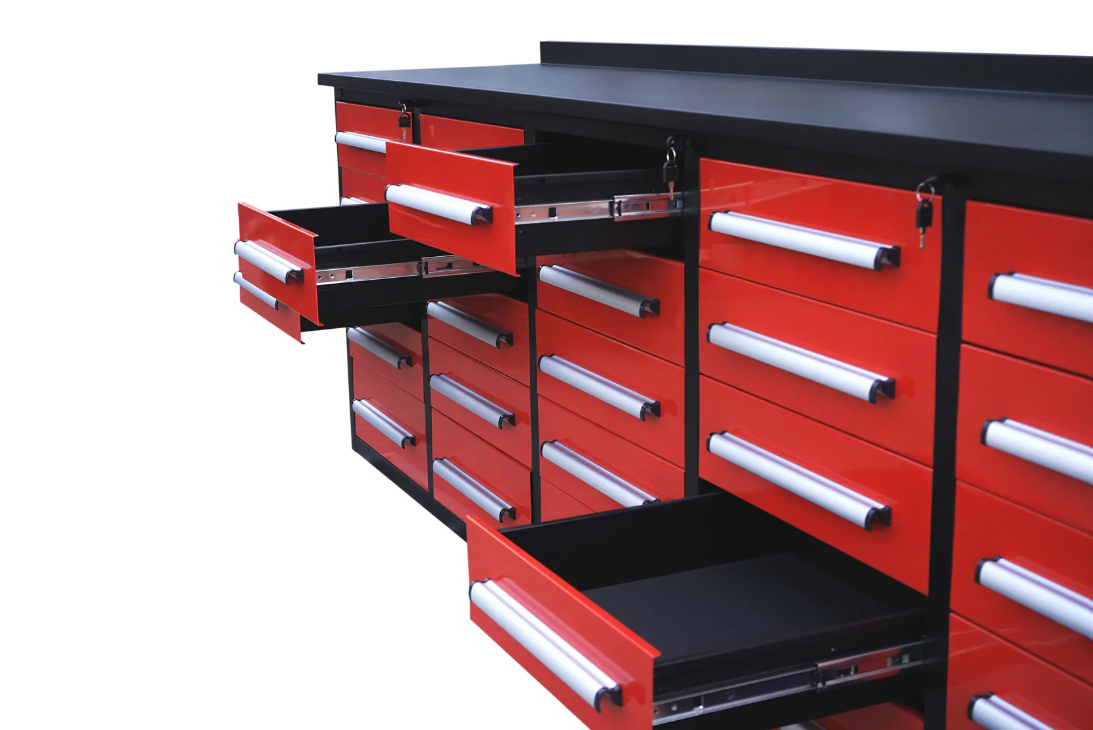 EzReCommerce. Steelman 10' Garage Cabinet Workbench (25 Drawers)